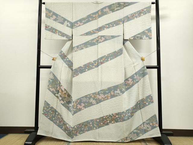 平和屋着物●訪問着　駒刺繍　松竹梅宝尽くし花文　金彩　正絹　逸品　CAAV9328ze