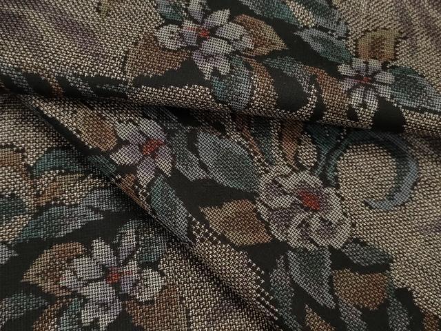 平和屋着物●本場大島紬　９マルキ　草花文　正絹　逸品　CAAV9332ze