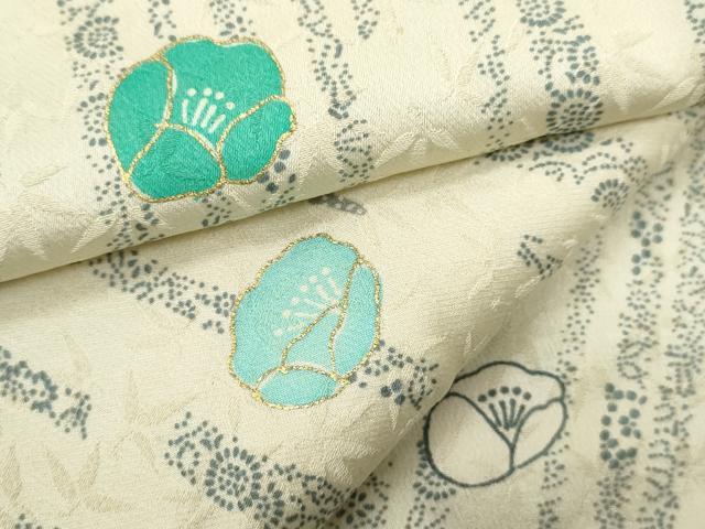 平和屋着物▽上質な小紋　単衣　舞花文　金彩　正絹　逸品　CAAV9422ze