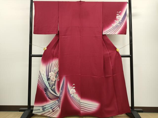 平和屋着物▽訪問着　単衣　孔雀枝花文　暈し染め　銀彩　正絹　逸品　CAAV9427ze