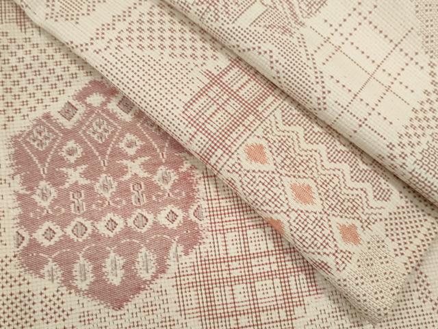 平和屋着物▽上質な紬　単衣　120亀甲　亀甲吉祥文　正絹　逸品　CAAV9445ze