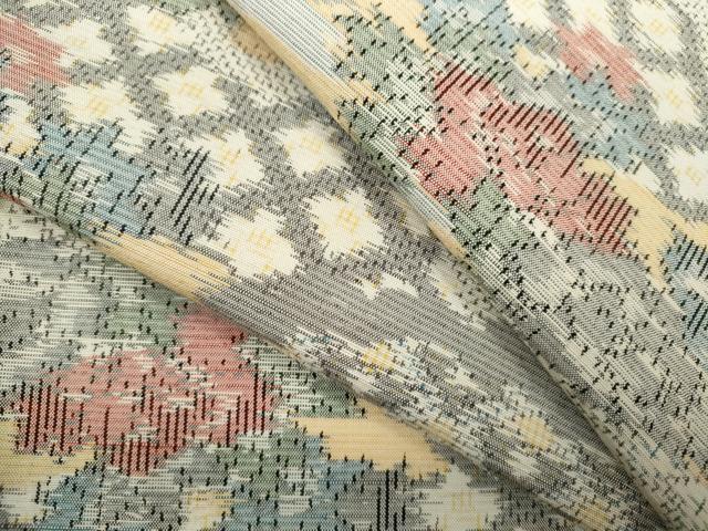 平和屋着物▽上質な紬　単衣　籬草花文　正絹　逸品　CAAV9446ze