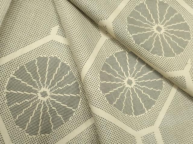 平和屋着物▽本場大島紬　白大島　単衣　蜀江菊文　正絹　逸品　CAAV9458ze