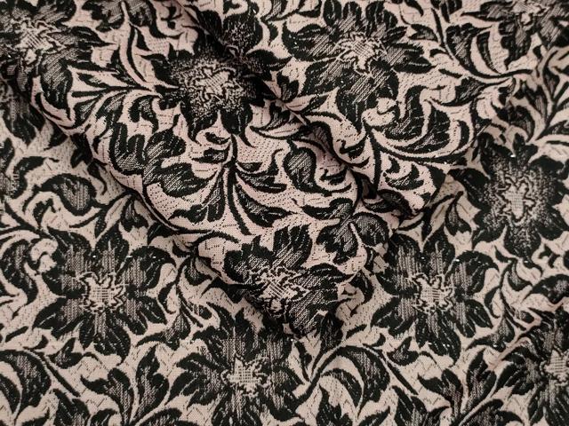 平和屋着物▽上質な小紋　単衣　風通織　草花文　銀糸　正絹　逸品　CAAV9463ze