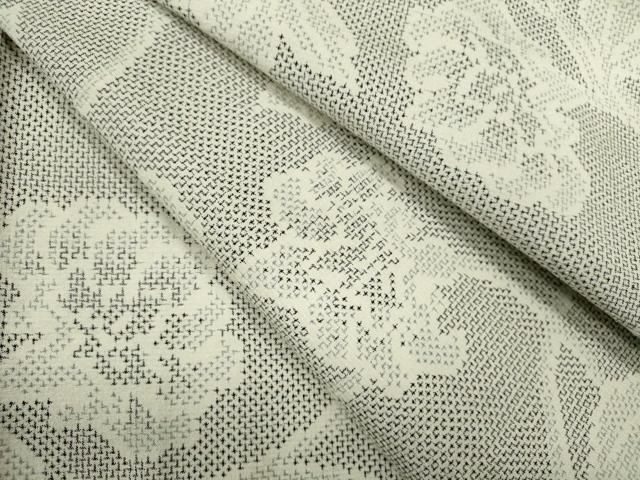 平和屋着物▽本場大島紬　薩摩結城　単衣　花唐草文　正絹　逸品　CAAV9471ze