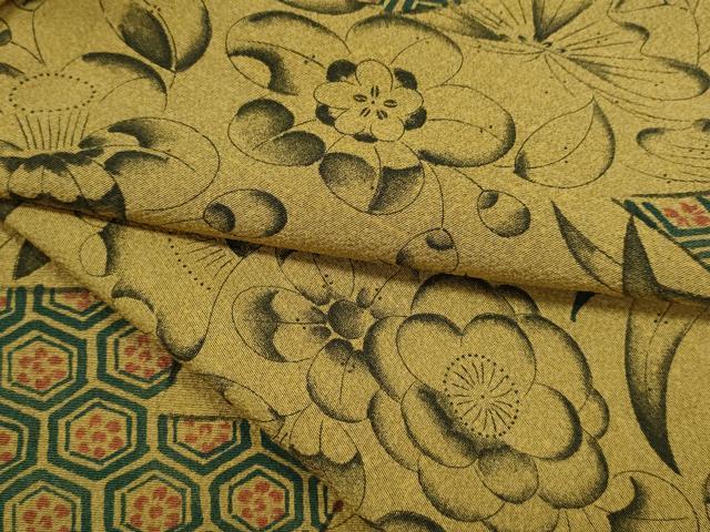 平和屋着物▽上質な小紋　単衣　辻が花　切嵌吉祥文　正絹　逸品　CAAV9477ze