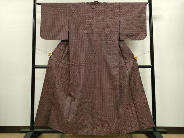 平和屋着物▽訪問着　単衣　紬地　切嵌吉祥文　正絹　逸品　CAAV9489ze