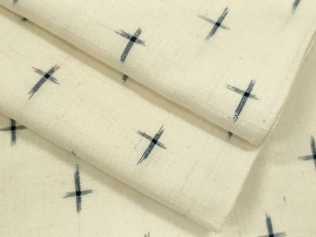 平和屋着物▽上質な紬　単衣　十字絣　ますいわ屋扱い　正絹　逸品　CAAV9495ze