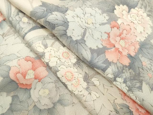 平和屋着物▽上質な小紋　単衣　枝花文　暈し染め　正絹　逸品　CAAV9500ze