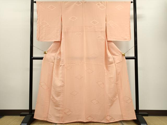 平和屋着物○上質な色無地 花菱地紋 秘色色 正絹 逸品 AAAZ4552ph