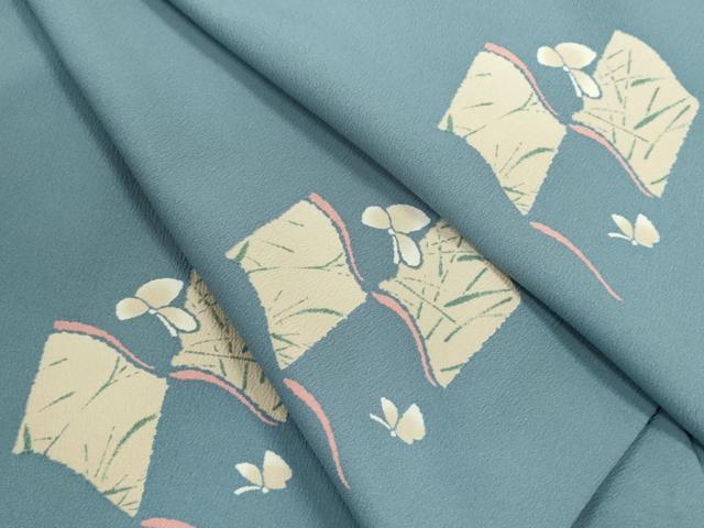 平和屋着物▽小紋　単衣　瓦舞蝶文　洗える着物　CAAV9547ze