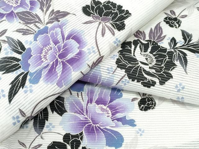 平和屋着物∴夏物　浴衣　綿絽　枝牡丹　綿　逸品　CAAW0840ng