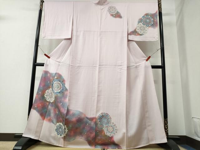 平和屋着物▽訪問着　単衣　道長正倉院花文　暈し染め　金銀彩　正絹　逸品　未使用　CAAW0842ng