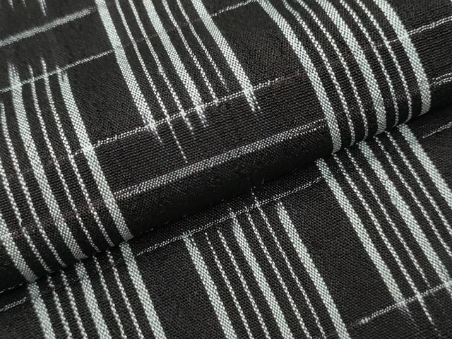 平和屋着物＊夏物　紬　単衣　網目文　黒地　正絹　逸品　CAAW0890ng