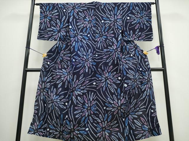 平和屋着物∴夏物　浴衣　有松鳴海絞り　花火　綿　逸品　CAAW0905ng