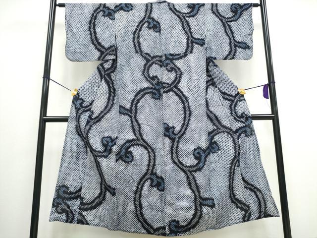 平和屋着物∴夏物　浴衣　有松鳴海絞り　唐草文　綿　逸品　CAAW0910ng