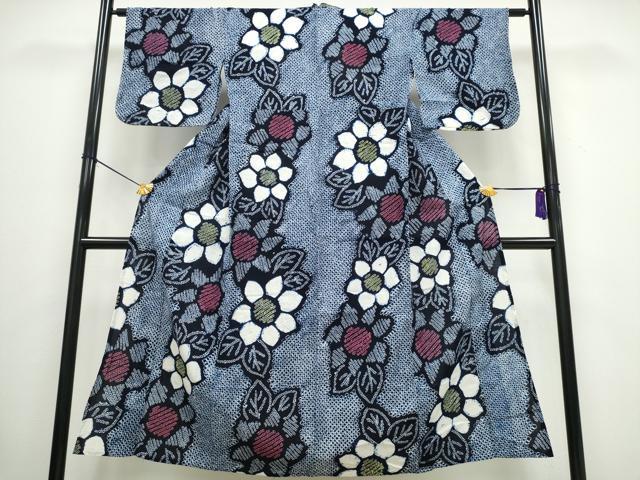 平和屋着物∴夏物　浴衣　有松鳴海絞り　舞花文　綿　逸品　CAAW0917ng