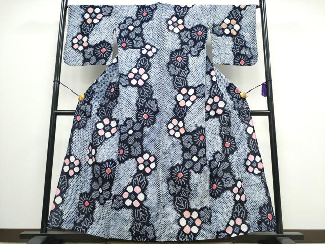 平和屋着物∴夏物　浴衣　有松鳴海絞り　舞菊文　綿　逸品　CAAW0927ng