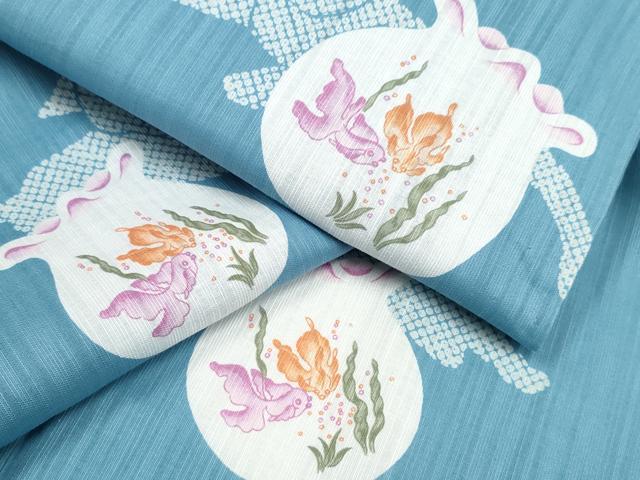 平和屋着物∴夏物　浴衣　金魚　綿　逸品　CAAW0931ng