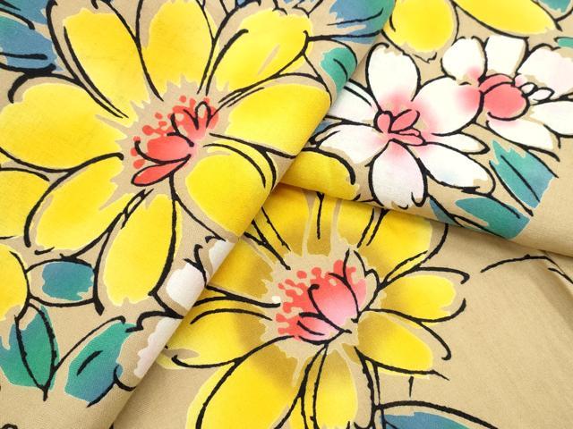 平和屋着物∴夏物　浴衣　草花尽くし　綿　逸品　CAAW0941ng