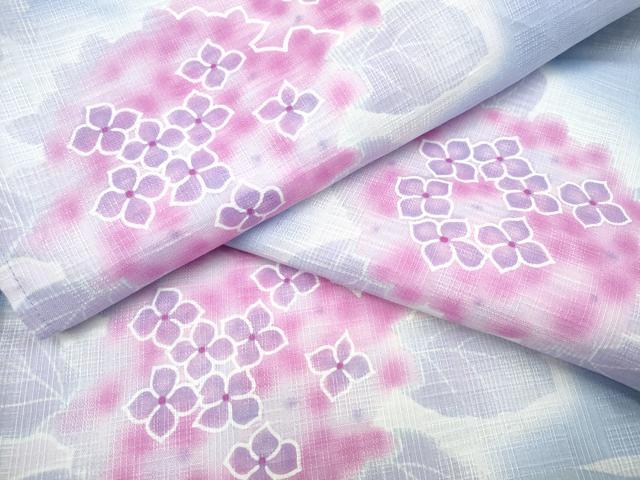 平和屋着物∴夏物　浴衣　紫陽花　暈し染め　綿　逸品　CAAW0948ng