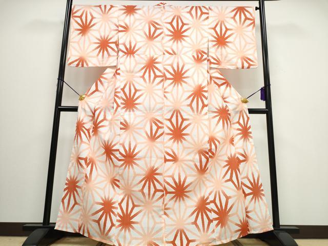 平和屋着物∴夏物　浴衣　麻の葉文様　CAAW0949ng