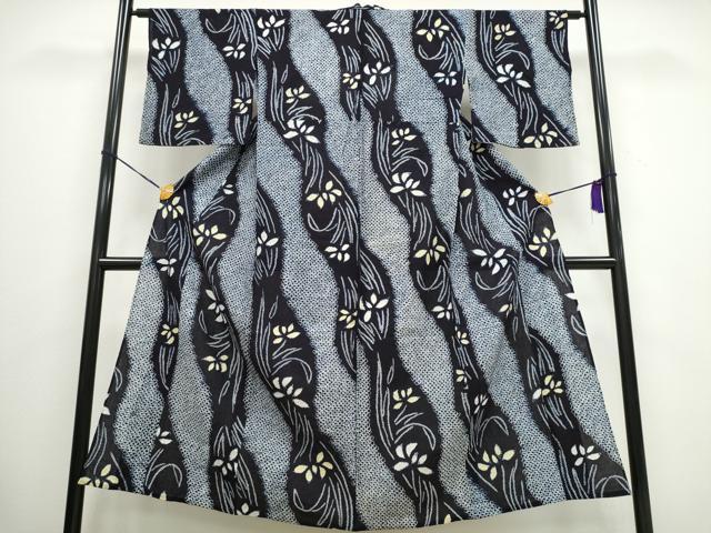 平和屋着物∴夏物　浴衣　有松鳴海絞り　流水草花文　綿　逸品　CAAW0967ng