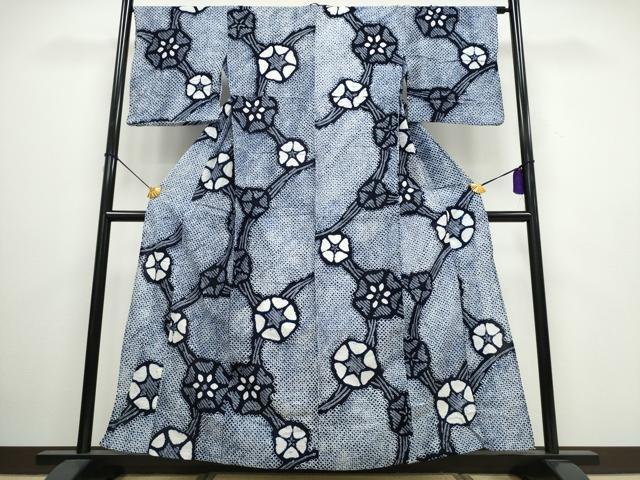 平和屋着物∴夏物　浴衣　有松鳴海絞り　朝顔　綿　逸品　CAAW0986ng