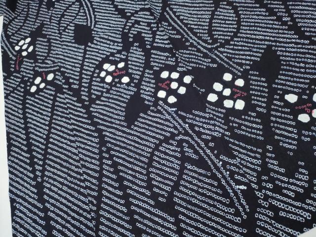 平和屋着物∴夏物　浴衣　有松鳴海絞り　枝花文　綿　逸品　CAAW0989ng