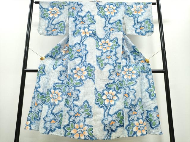 平和屋着物∴夏物　浴衣　有松鳴海絞り　枝花文　綿　逸品　CAAW0993ng