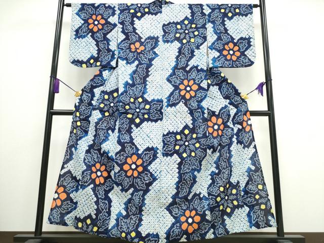 平和屋着物∴夏物　浴衣　有松鳴海絞り　菊文　綿　逸品　CAAW1033ng