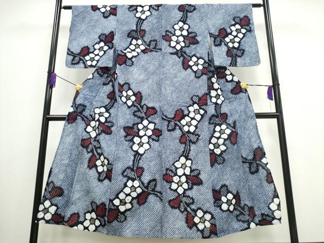 平和屋着物∴夏物　浴衣　有松鳴海絞り　枝花文　綿　逸品　CAAW1034ng