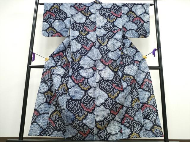 平和屋着物∴夏物　浴衣　有松鳴海絞り　樹林文　綿　逸品　CAAW1045ng