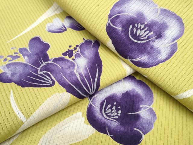 平和屋着物∴夏物　浴衣　縦綿絽　草花文　綿　逸品　CAAW1056ng