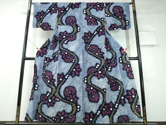 平和屋着物∴夏物　浴衣　有松鳴海絞り　流水菊文　綿　逸品　CAAW1068ng