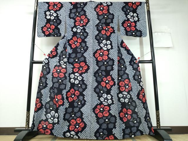 平和屋着物∴夏物　浴衣　有松鳴海絞り　舞花文　綿　逸品　CAAW1069ng