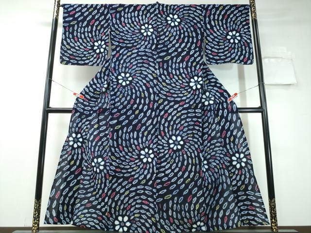 平和屋着物∴夏物　浴衣　有松鳴海絞り　花火　綿　逸品　CAAW1081ng