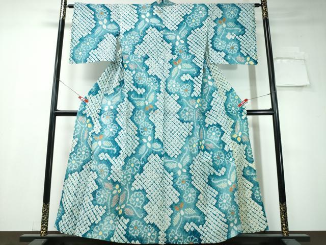 平和屋着物∴夏物　浴衣　有松鳴海絞り　舞蝶菊文　綿　逸品　CAAW1082ng