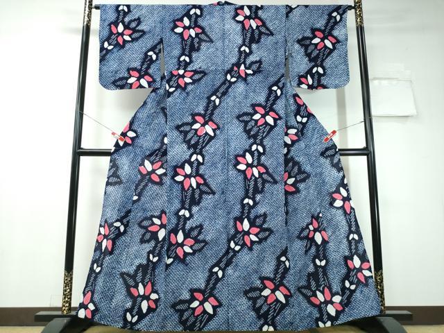 平和屋着物∴夏物　浴衣　有松鳴海絞り　枝花文　綿　逸品　CAAW1087ng