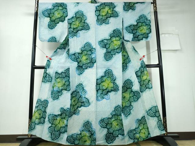 平和屋着物∴夏物　浴衣　有松鳴海絞り　舞花文　綿　逸品　CAAW1092ng