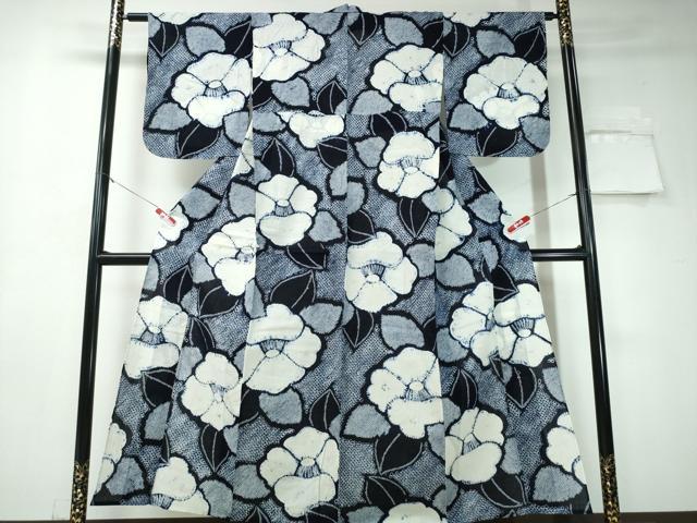 平和屋着物∴夏物　浴衣　有松鳴海絞り　椿　綿　逸品　未使用　CAAW1098ng