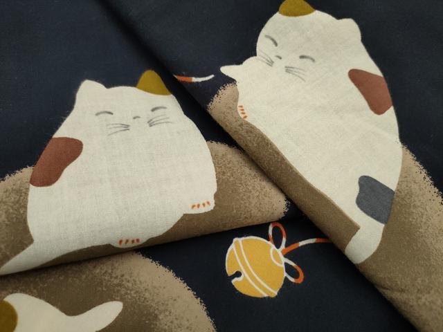 平和屋着物∴夏物　浴衣　鈴　猫　黒地　綿　逸品　CAAW1104ng