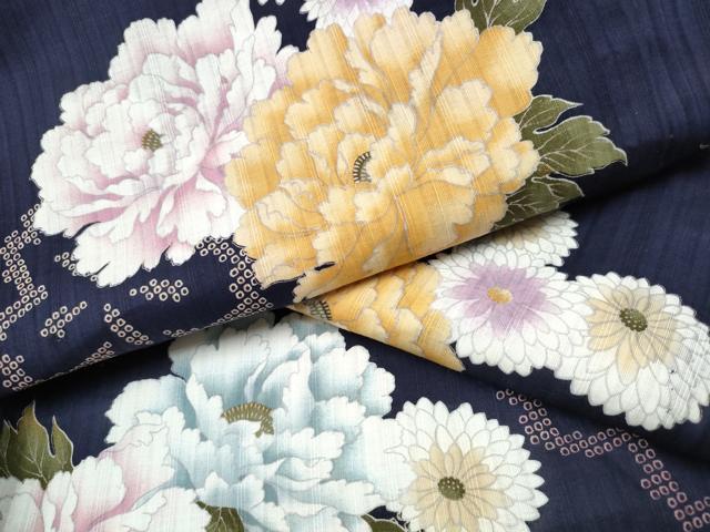 平和屋着物∴夏物　浴衣　牡丹　綿　逸品　CAAW1127ng