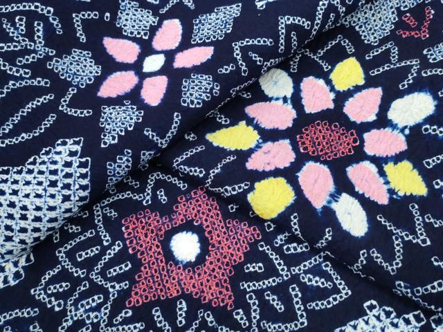 平和屋着物∴夏物　浴衣　有松鳴海絞り　流水舞花文　綿　逸品　CAAW1131ng