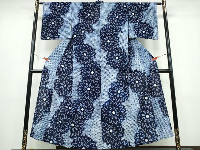 平和屋着物∴夏物　浴衣　有松鳴海絞り　舞菊文　綿　逸品　CAAW1137ng