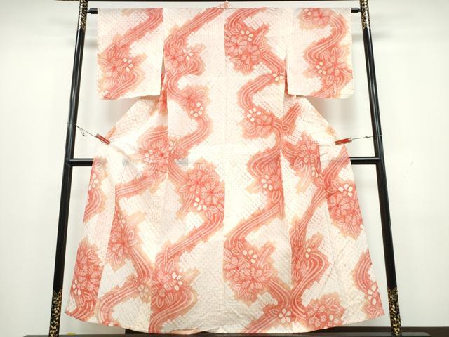 平和屋着物∴夏物　浴衣　有松鳴海絞り　流水舞花文　綿　逸品　CAAW1141ng