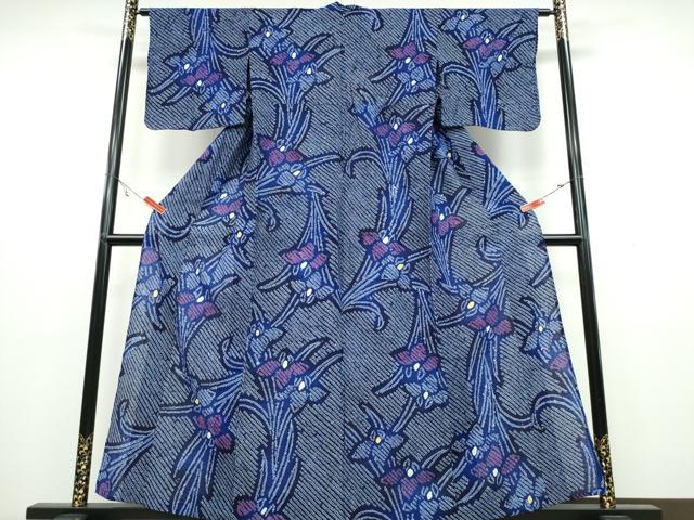 平和屋着物∴夏物　浴衣　有松鳴海絞り　杜若　綿　逸品　CAAW1142ng