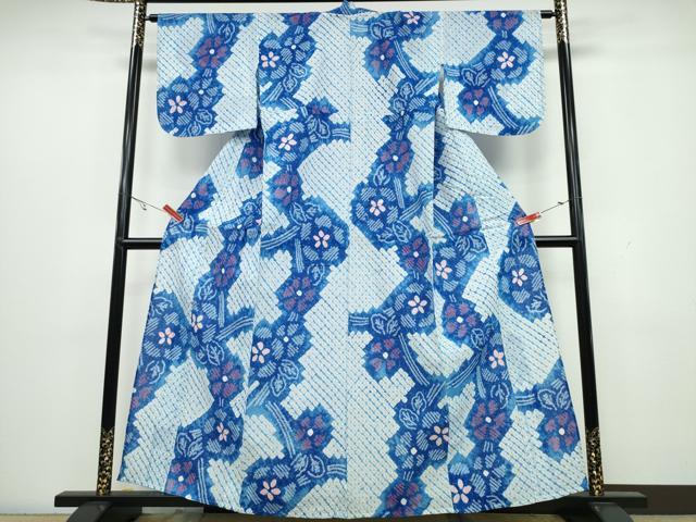 平和屋着物∴夏物　浴衣　有松鳴海絞り　枝花文　綿　逸品　未使用　CAAW1144ng