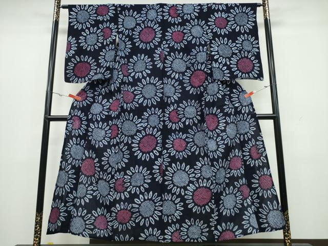 平和屋着物∴夏物　浴衣　有松鳴海絞り　向日葵　ひまわり　綿　逸品　CAAW1147ng