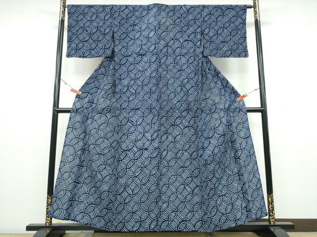 平和屋着物∴夏物　浴衣　有松鳴海絞り　七宝文　綿　逸品　CAAW1148ng